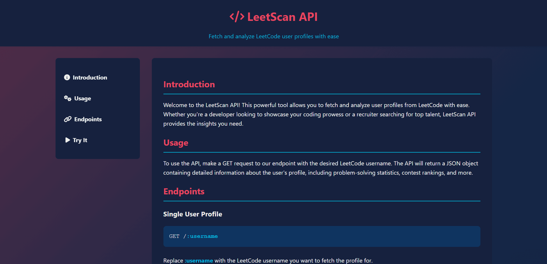LeetScan API | Sachin Sharma